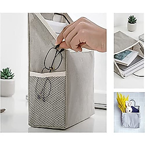 2Pack Plain Wall Hanging Storage Bag - Gray and White, Over The Door Closet Organizer Hanging Pocket Linen Cotton Organizer Box Containers for Bedroom, Bathroom Dormitory Storage