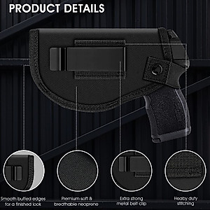 2 Pack Gun Holster, Concealed Carry Holsters for Women Men, Universal Holster for Pistol, IWB Holster for Most Compact Subcompact P365 P938 Glock 19 26 27 43 Taurus G3C SCCY CPX-2 M&P Shield 9mm