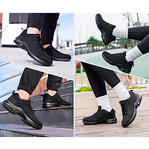 DYKHMILY Steel Toe Shoes for Women Steel Toe Sneaker Safety Shoes for Women Non Slip Resistant Work Shoe Composite Toe Shoe Comfortable Size 6,Black