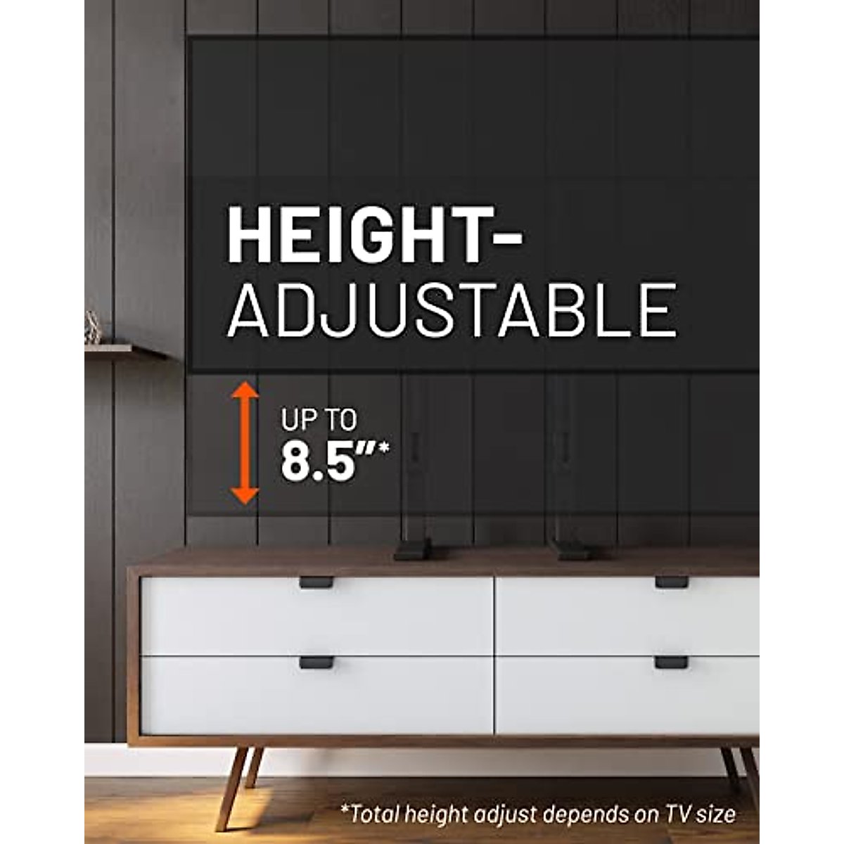 ECHOGEAR Universal Large TV Stand - Height Adjustable Base for TVs Up to 77" - Wobble-Free Replacement Stand Works w/ Any TV Including Vizio, TCL, Samsung & More - Flat Design Compatible w/ Soundbars