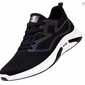 BryTone Footwear - Soft and Comfortable Running Shoe- Superior Breathability- Air Cushion Design- Non-Slip Sole- Anti Collision Toe Cap- Sports, Gym and Jogging Expert, Black and White, 8