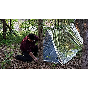 SharpSurvival Shack Emergency Survival Shelter Tent - 2 Person Mylar Tube Tent - Lightweight 8' x 5' All Weather Waterproof Shelter Conserves Heat - Reflective Tents for Camping/Hiking and more