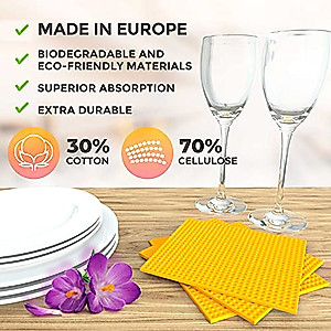 Mueller Ultra-Absorbent Reusable Swedish Dishcloth, Cellulose Sponge Cloths, Extra Durable 10-Pack Hand Towel, Eco-Friendly and Hypoallergenic Cleaning Dish Cloths for Kitchen, Orange