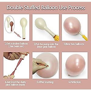 Dusty Rose Pearl Balloon Garland Double Stuffed Blush Pink Beige Balloons White Sand Nude Boho Balloon Arch Kit Metallic Gold Balloons for Baby Shower Bridal Wedding Birthday Party Decoration