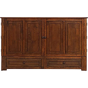 Mega Solutions Emurphybed Paradiseo Murphy Cabinet Chest Bed with Charging Station 8 Inch, Queen (Tobacco)