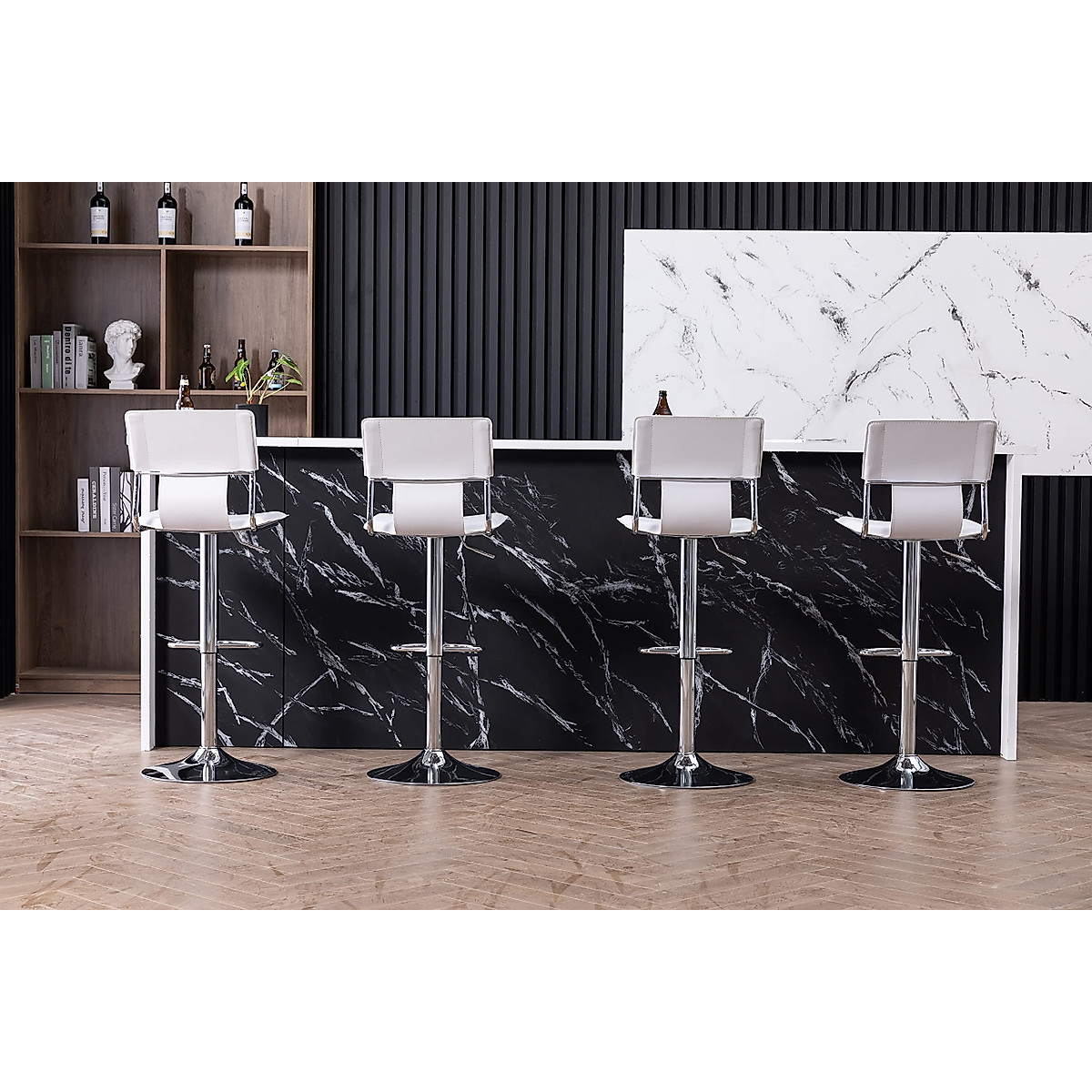 Sidanli White Adjustable Swivel Counter Bar Stool Chairs with Back (Set of 2)