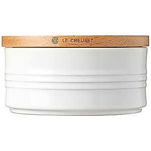 Le Creuset Stoneware Canister with Wood Lid, 23 oz. (5.5" diameter), White