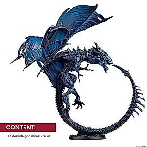 Dungeons & Lasers Xenodragon Dragon Miniature Figure - Tall 6.2" Height (157mm) with Scenic Base - 5E Compatible for DND and Tabletop RPG Games - Highly Detailed and Unpainted - from Archon Studio