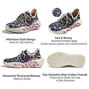 UIN Women's Fashion Sneakers Lightweight Walking Casual Comfortable Art Painted Athletic Travel Shoes San Sebastian Ⅱ Blue Purple Leopard (8)