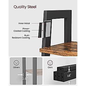 VASAGLE Ladder Shelf, 4-Tier Bookshelf, Storage Rack, Bookcase with Steel Frame, for Living Room, Home Office, Kitchen, Bedroom, Industrial Style, Rustic Brown and Black ULLS44X