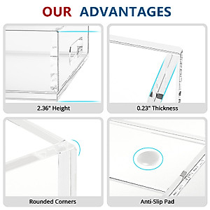 KOTEMON Acrylic Serving Tray with Handles-16x12x2.36Inch-Decorative Tray Letter Tray Organizer for Ottoman Coffee Table Countertop, Clear