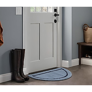 COTTON CRAFT Pure Wool Fireplace Rug - Half Moon Hearth Rug - Fire Resistant Hand Tufted Accent Carpet - Entryway Anti Fatigue - 22x44 - Charcoal Grey