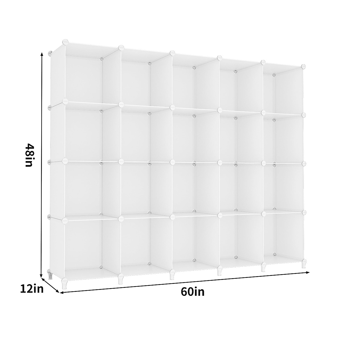 HOMIDEC 20-Cube Storage Shelf, Storage Bookcase Bookshelf with Metal Hammer, Storage Cubes Organizer Cabinet for Kids, Closet, Bedroom, Bathroom, (11.8x11.8x11.8 inch)