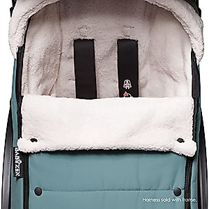 BABYZEN YOYO Footmuff, Aqua - Sherpa Lining & Fleece Hood with Drawstring to Keep Baby Warm - Includes Carrying Bag - Machine Washable