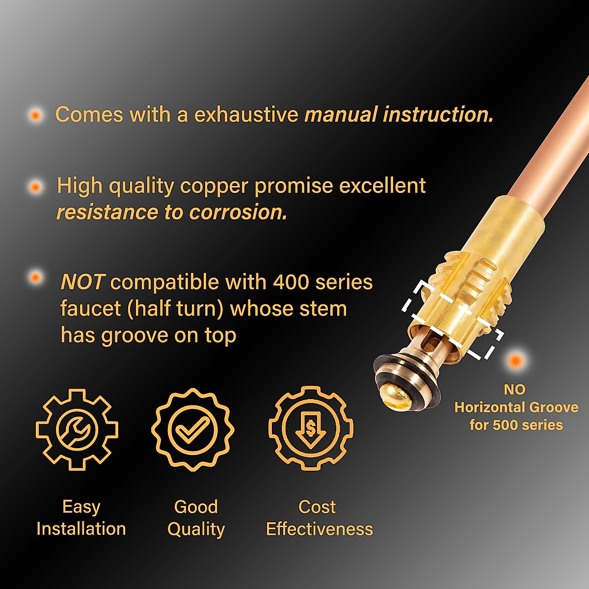 123-0095 500 Series Mansfield Style Stem Assembly Replacement Part For 12-Inch Sillcock ASFP (Overall length 16")