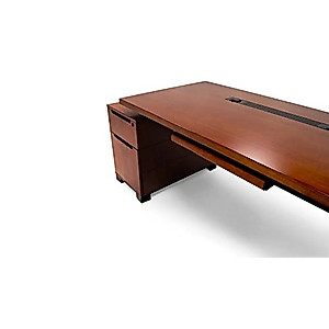 Zuri Furniture 79" Modern Ford Executive Desk with Filing Cabinets - Light Wood