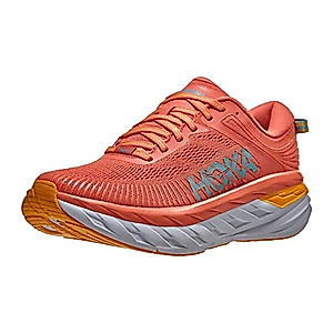 HOKA ONE Women's Bondi 7 Running Shoe, Camellia/Coastal Shade, 9