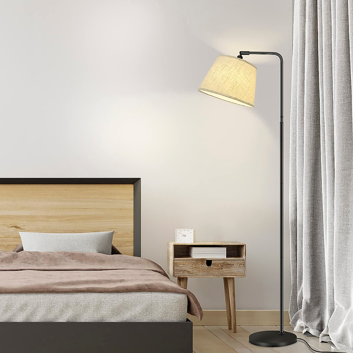 Arc Floor Lamp for Living Room, 3 Color Temperature 3000K-6500K, Modern Standing Lamp with Adjustable Lighting Angle & Foot Switch, 67" Tall Reading Light for Bedroom, Office, 12W LED Bulb Included