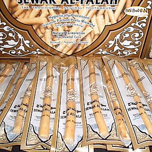 bonballoon 30 Pcs Al Falah Siwak Meswak Miswak Arak Peelu Al Falah (Thirty Tooth Sticks) Chewing Stick with Natural Flavor Herbal Toothbrush Vacuum Sealed Breath Freshener