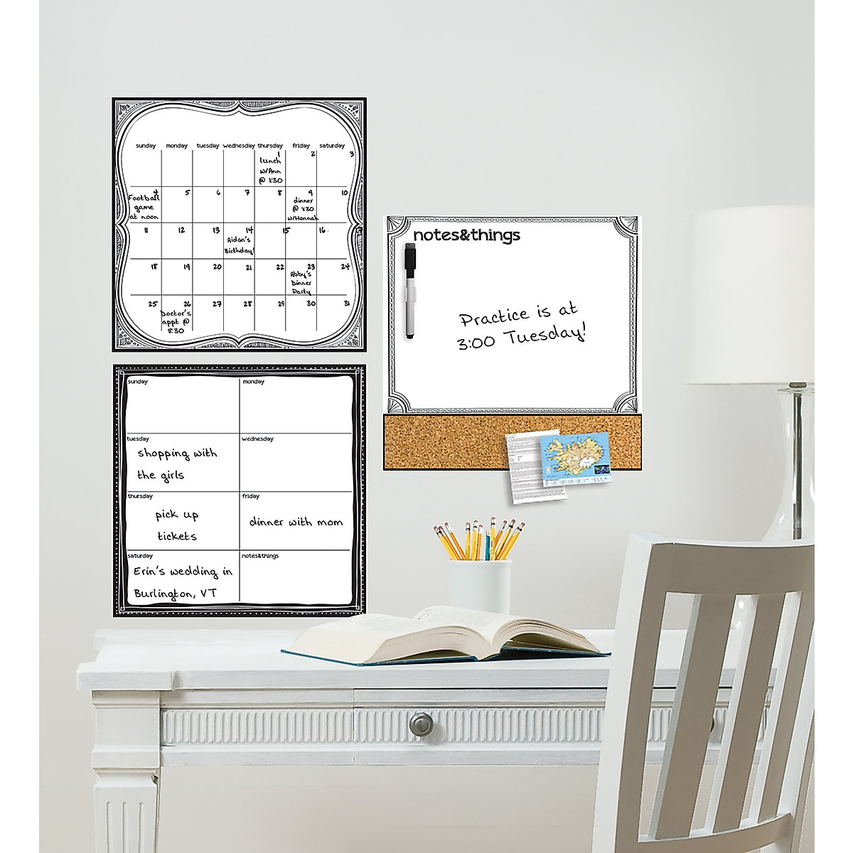 Wall Pops WPE2055 Black & White 3 Pc Combo Set, Multi-Color