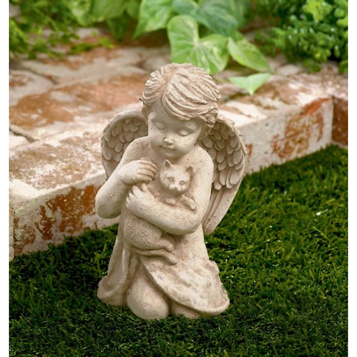 Grasslands Road Cherub with Cat, 7-Inch, Gift Boxed