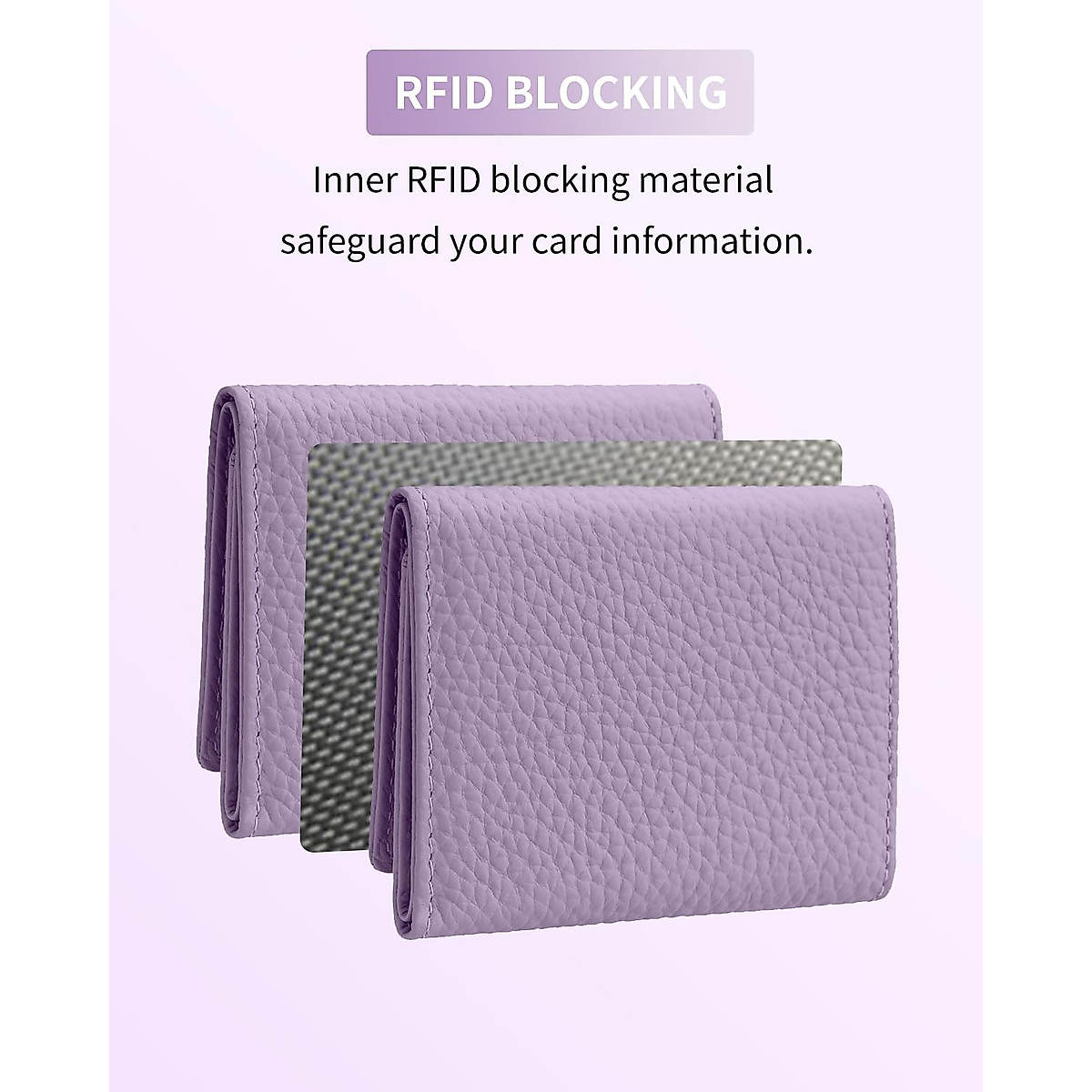 Karmiir RFID Blocking Leather Wallet for Women – Compact Slim Design with Easy-Access Coin Pouch, Cash and Card Slots, Pocket-Friendly Minimalist Wallet, Ideal for Everyday Use (Light Purple)