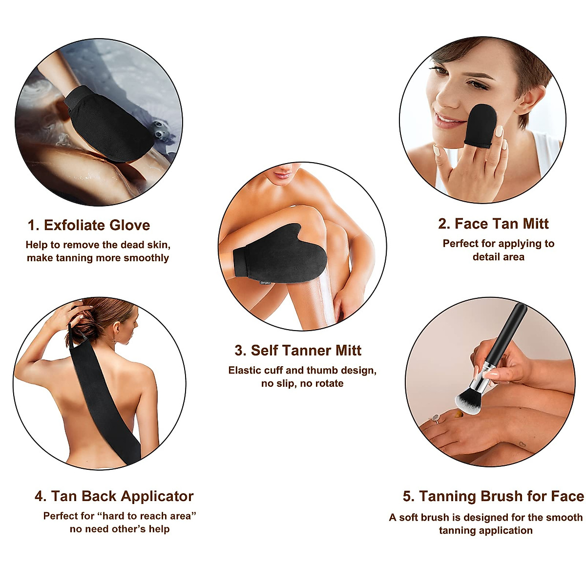 CeleCily Self Tanning Mitt Applicator Kit Tanning Mitts Self Tanner Applicator Set Self Tanning Glove for Self Tan Mitt Applicator Kit, Back Tanning Applicator,Self Tanner Mitt Applicator Tanning Kit