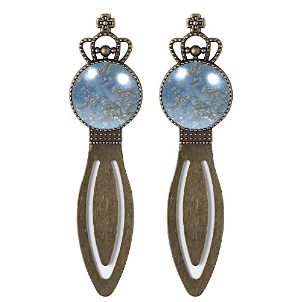 2 Packs Vintage Crown Bookmarks for Women Men Kids Book Lover Student, Almond Blossoms Stainless Steel Reading Page Insert
