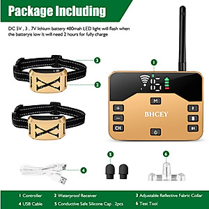 BHCEY Wireless Dog Fence，Electric Dog Fence Wireless System & Training Collar,2-in-1 Wireless Safe Dog Boundary,Adjustable Pet Containment Fence System,Rechargeable Collar for Dogs
