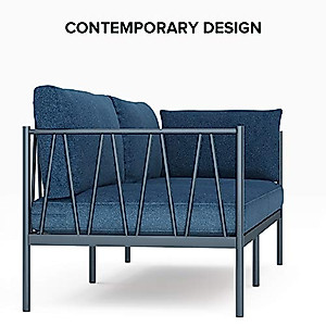 ZINUS Amanda Navy Metal Sofa / Steel Framework with Upholstered Cushions / Easy Assembly