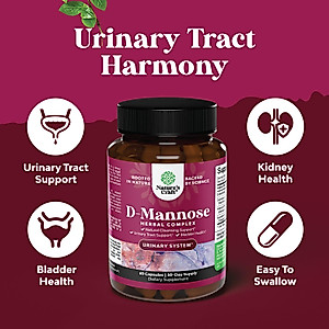D Mannose with Cranberry Extract Capsules - D Mannose Capsules for Kidney Cleanse and Urinary Tract Health for Women - D-Mannose 1000mg Capsules Per Serving with Hibiscus & Dandelion (1 Month)