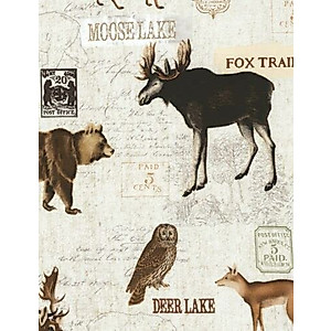 Cotton Fabric for Sewing, Embroidery and Quilting 100% 44/45` Wide Country Rustic c - Woodland c C5256 Natural- Yard