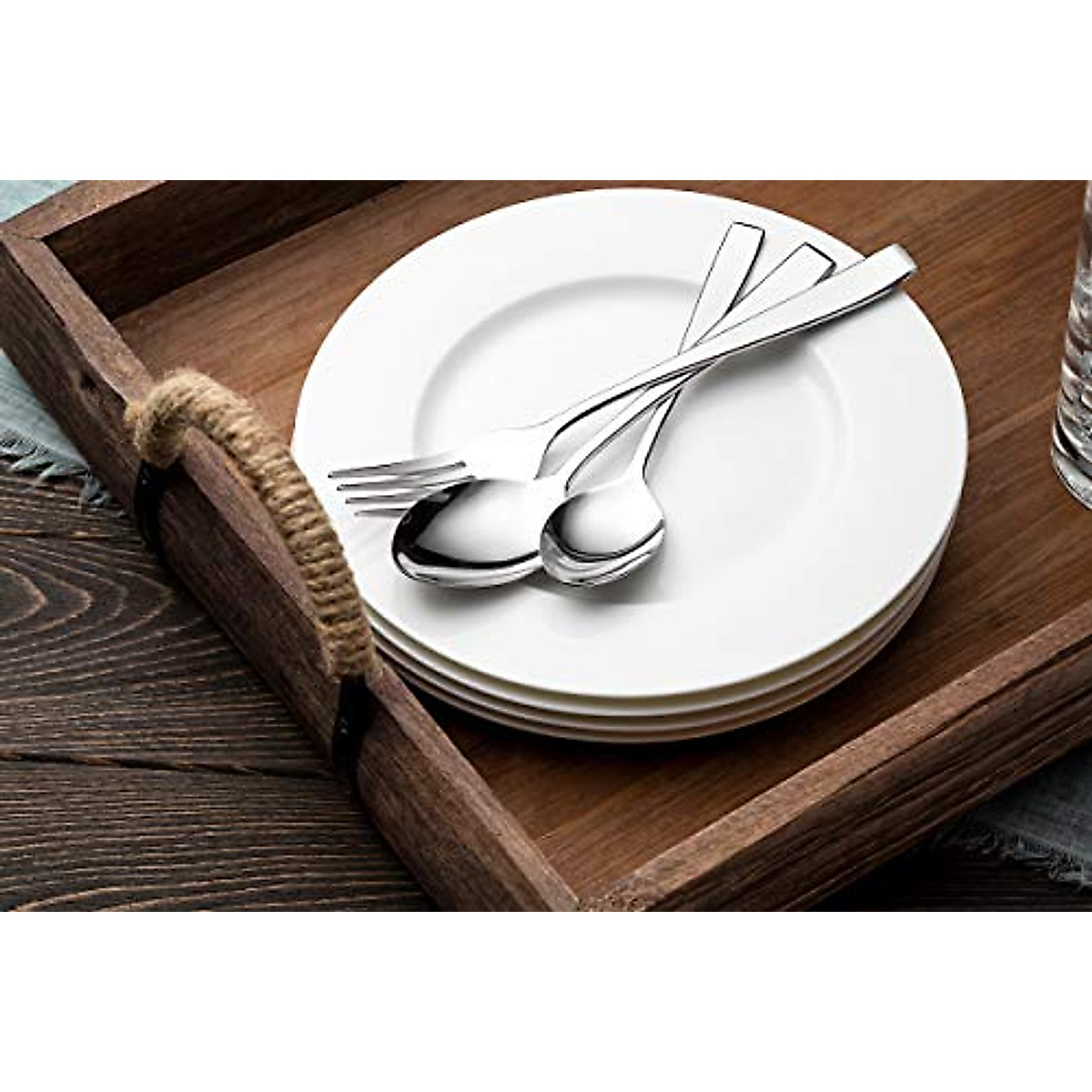 Godinger Silverware Set, Flatware Sets, Mirrored Stainless Steel Cutlery Set, Spoons Forks Knives, 20 Piece Set, Service for 4