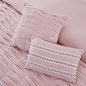 Amrapur Overseas Antonella 8-Piece Pleated Comforter Set (King, Mauve)