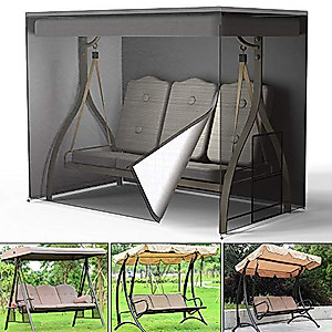 Newsoul 3 Seater Swing Cover Waterproof Windproof Anti-UV Heavy Duty Fabric Hammock Glider Cover with Side Pocket for Outdoor Garden