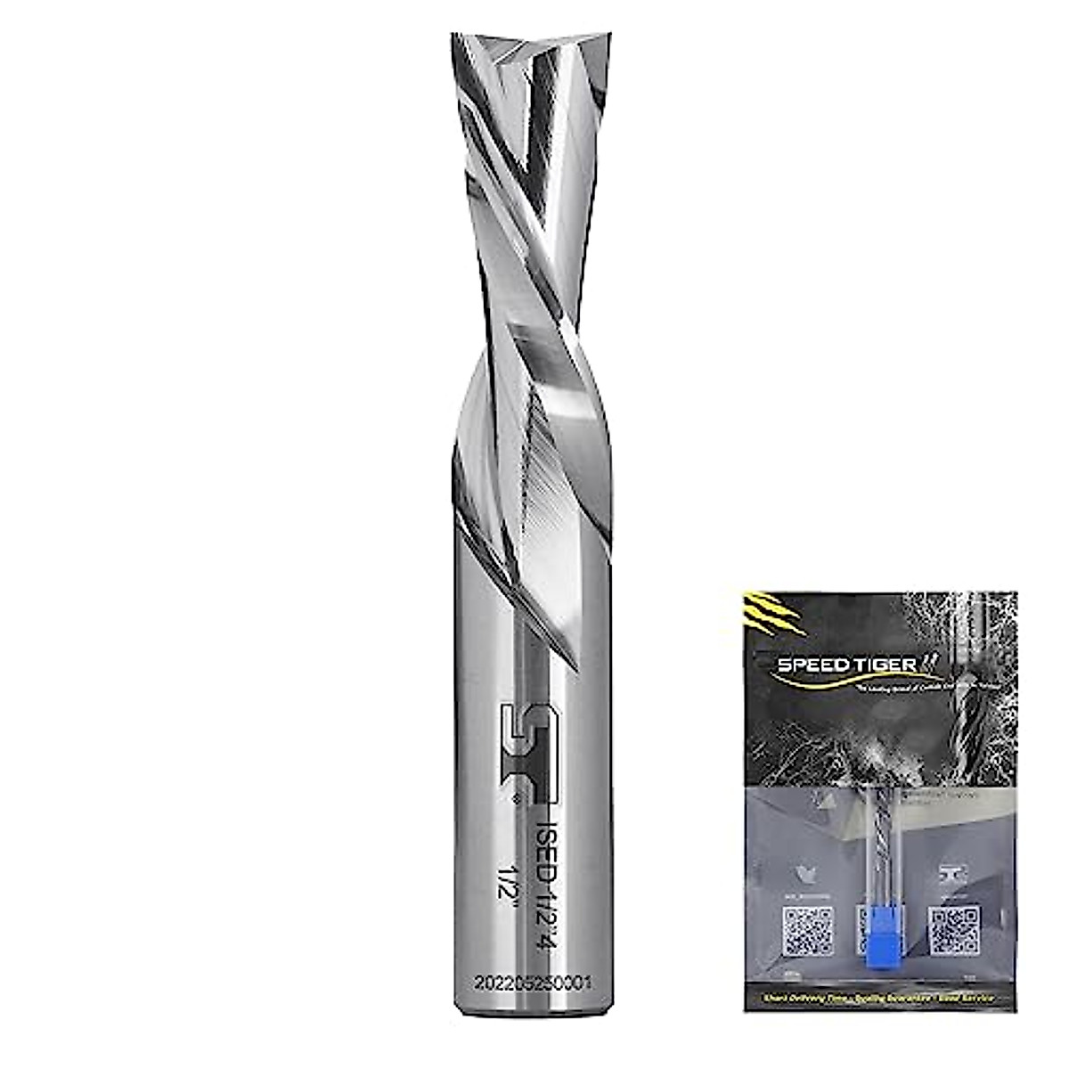 SPEED TIGER Carbide Spiral Router Bits Down Cut - ISED1/4” Diameter, 1” Cutting Length, 2-1/2"OVL (1 Piece, 1/4") - for Wood, Oak, MDF, Aluminum – Mill Bits Sets for DIYers & Professionals