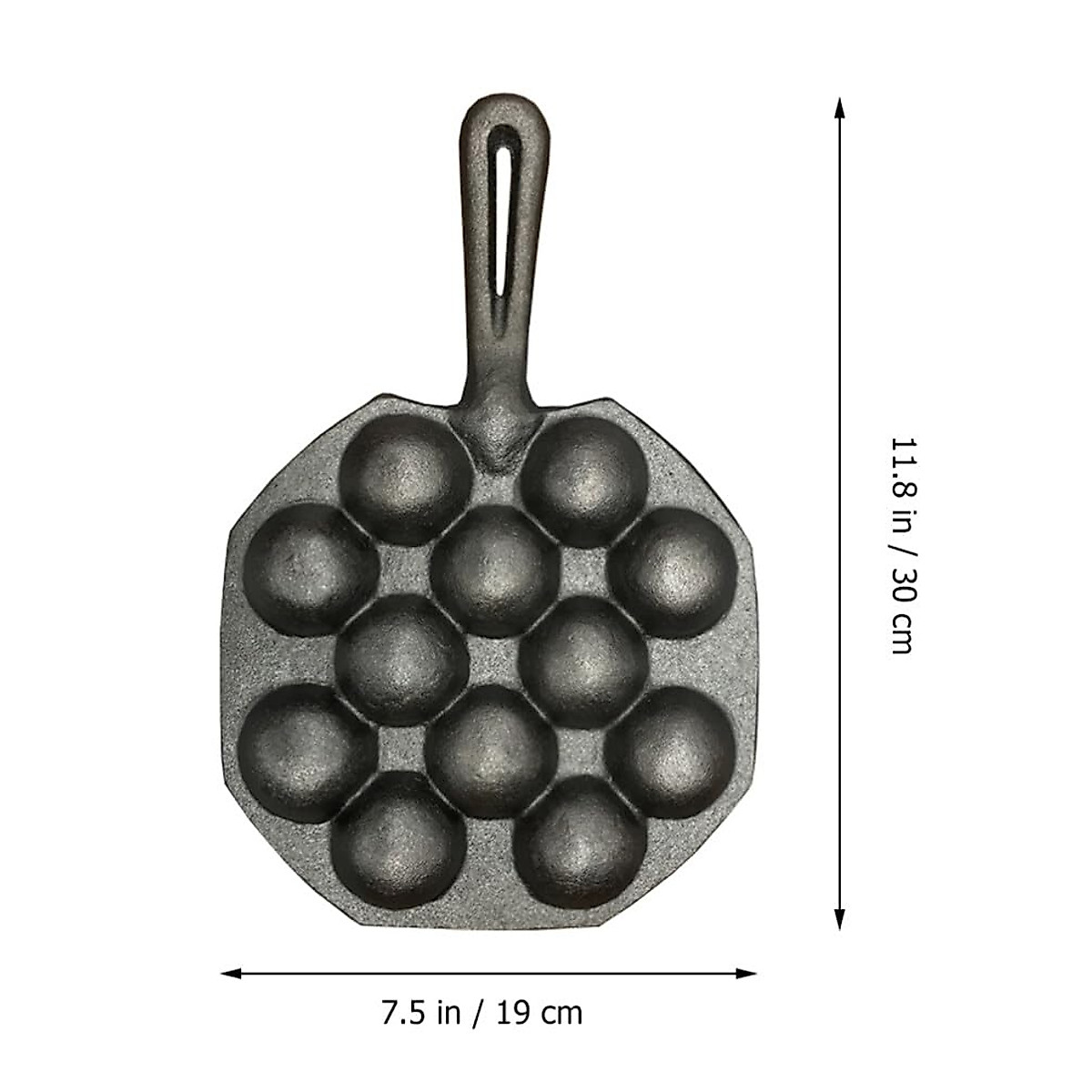DOITOOL 2 Pcs Cast Iron Takoyaki Pan,12 Hole Heavy Duty Takoyaki Grill Pan,Non-Stick Takoyaki Maker Mold Skillet Baking Tray Octopus Meatball Maker