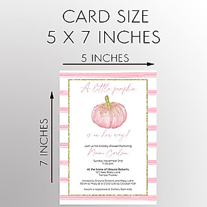 Baby Shower Invitation Pumpkin Theme For Girl Fall Customizable Personalized Invite (12 count)