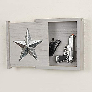 OS Home and Office Solid Wood Wall Hanging Decorative Hidden Compartment for Keys and Other Small Items Display Cabinet, Distressed Gray