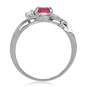 Silvershake Synthetic Ruby Red and White Cubic Zirconia Gold Plated 925 Sterling Silver Engagement Ring Size 8