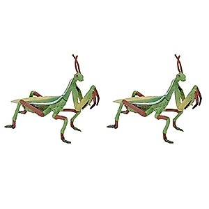 Fake Mantis Insect Figure Model: Plastic Praying Mantis Figurines Model Kit Insect Animal Prank Gifts for Table Decor Garden Animal Props 2Pcs