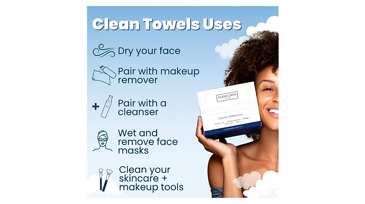 Clean Skin Club Clean Towels XL - Biobased Disposable Face Towels