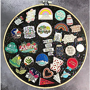 REOVE Wall Hanging Pin Collection Display Stand Enamel Pin Display Holder Display Board, Canvas Leather Embroidery Hoop for Display Pins Buttons Wall Decoration