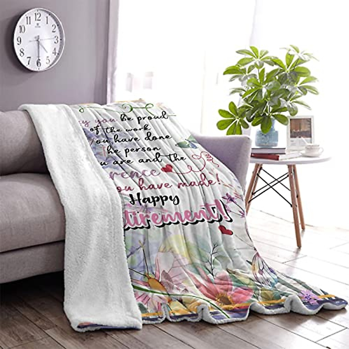 Retirement Gifts for Women 2023, Best Retirement Gifts for Mom Grandma Wife Boss, Farewell Gifts for Coworkers, Ultra-Soft Floral Happy Retirement Throw Blanket for Teachers,Nurses, 60"x 50"