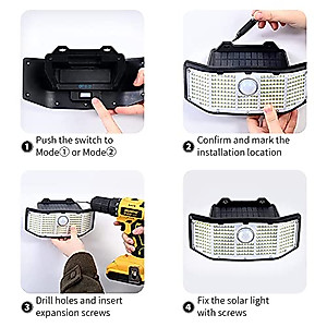 seebest 252 LED Solar Outdoor Lights Wireless Motion Sensor Lights with 3 Working Modes, Waterproof Upgraded Solar Security Lights, Solar Powered Wall Light for Fence, Garden, Garage(2 Pack)