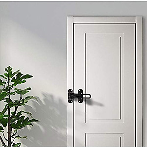 SAISN Door Reinforcement Lock Latch Swing Bar Lock for Home Security Front Door Locks for Kids Thicken Solid Aluminium Alloy (Black)