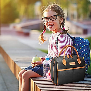 Tirrinia Lunch Bag Women Box Insulated Men Lunchbox Adults, Insulated Bag women Box Freezable Adult Cute Large Tote Cooler, Lunch Women Bag for Work, Picnic, Best Independence Day Gift, Black