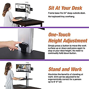 Victor DC450 Dual Monitor Electric Standing Desk, Black, 28 inch Wide Work Surface, Compatible with Any Standard Desk, Monitor Mount Included