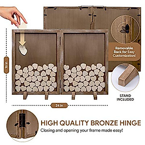 GLM Wedding Guest Book Alternative with Sign, 160 Hearts and 4 Large Hearts, Guest Book Wedding Reception, Rustic Wedding Decorations for Reception, Wedding Decor (Brown)