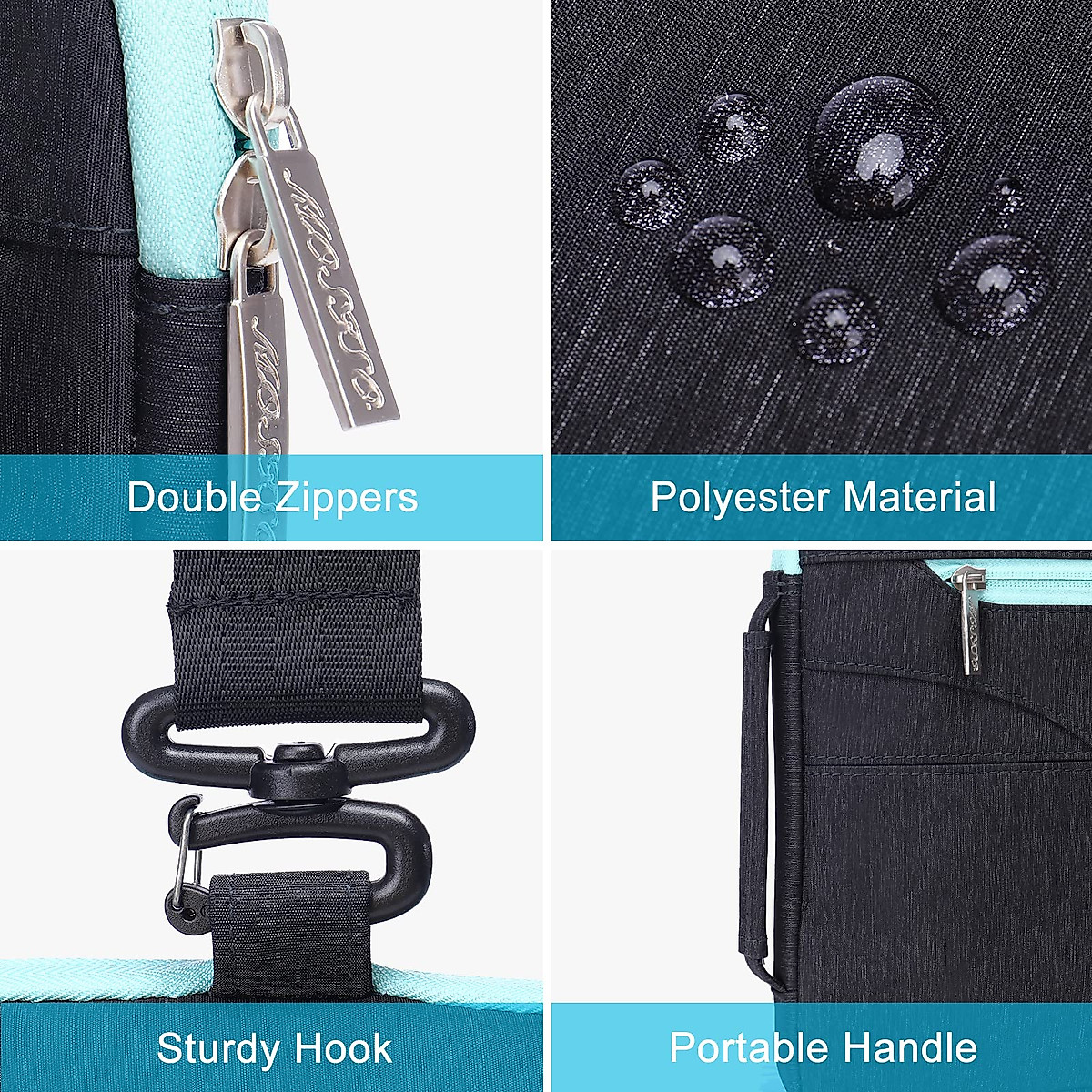 MOSISO Laptop Shoulder Bag Compatible with MacBook Air/Pro, 13-13.3 inch Notebook, Compatible with MacBook Pro 14 inch M3 M2 M1 2023-2021,Polyester Briefcase Sleeve with Front Arc Pocket, Blue